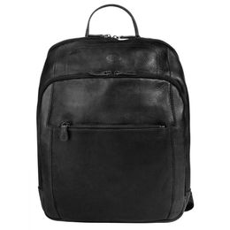 Pike Piké Laptoprucksack, echt Leder, Made in Italy, schwarz