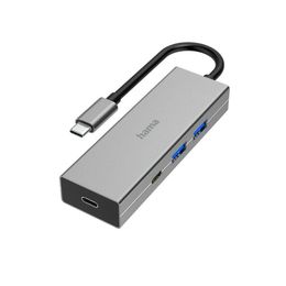 Hama USB-C-Hub, 4 Ports, 2x USB-A, 2x USB-C, USB 3.2 Gen1, 5 Gbit/s USB-Adapter USB-C zu USB 3.2 Gen 1 Type A, USB-C, 15 cm, grau