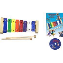 Clifton Spielzeug-Musikinstrument Metallophon, mit 8 Tönen und Kinderlieder CD, Karaoke CD mit Heft, bunt