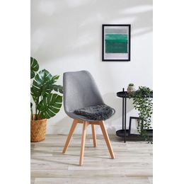 Home Affaire Sitzkissen Alpa, 4er Set, Sitzauflage, Kunstfell, rund, Ø 34 cm, einfarbig, sehr weich, waschbar, grau