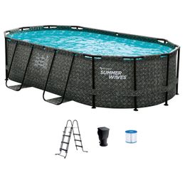 SummerWaves Framepool Active (Set, 3-tlg), BxLxH: 250x424x100 cm, Rattan-Optik, grau