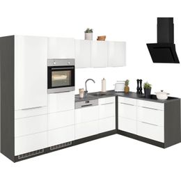 Kochstation Winkelküche KS-Brindisi, mit E-Geräten, Stellbreite 290/170 cm, weiß