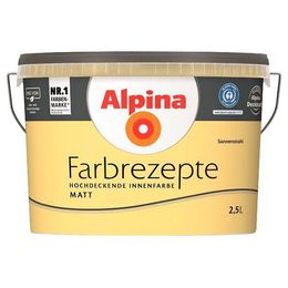 Alpina Wand- und Deckenfarbe Farbrezepte Sonnenstrahl, Volles Sonnengelb, matt, 2,5 Liter, gelb