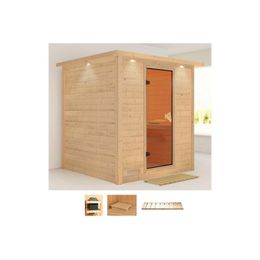Karibu Sauna Menja, BxTxH: 224 x 210 x 206 cm, 40 mm, (Set) ohne Ofen, beige