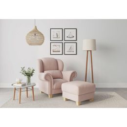 Home Affaire Ohrensessel Queenie Ohrenseesel (1-St), mit softem, weichem Sitzkomfort und zeitlosem Design, rosa