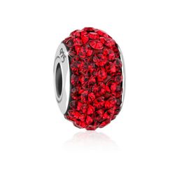 NENALINA Charm-Einhänger Kugel Bead Violett Kristalle 925 Silber, rot