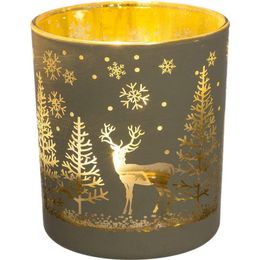 Creativ deco Teelichthalter Weihnachtsdeko (4 St), mit goldfarbener Innenseite, weiß