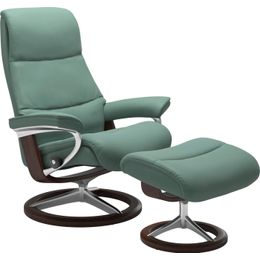 stressless® Relaxsessel View (Set, Relaxsessel mit Hocker), mit Signature Base, Größe L,Gestell Braun, grün