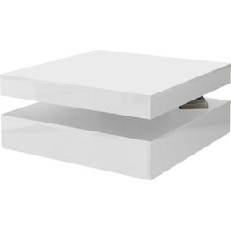 FORTE Couchtisch, mit Funktion, drehbare Tischplatte, Breite ca. 78x78 cm, weiß