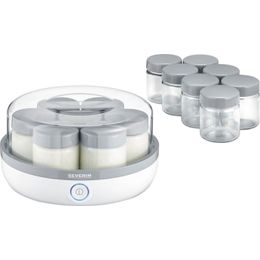 Severin Joghurtbereiter JG 3520, 14 Portionsbehälter, je 150 ml, 14 auslaufsichere Portionsgläser, transparenter Deckel, grau|weiß