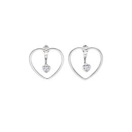 Smart Jewel Paar Ohrstecker zweiteilig, Herz, Zirkonia Steine, glanz, Silber 925, weiß
