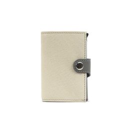 MARGELISCH Mini Geldbörse noonyu single leather, Kreditkartenbörse aus Upcycling Leder, weiß