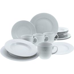 Creatable Kombiservice Geschirr-Set Classico (16-tlg), 4 Personen, Porzellan, Service, weiß, ausdrucksstarkes Relief, 16 Teile, für 4 Personen, weiß