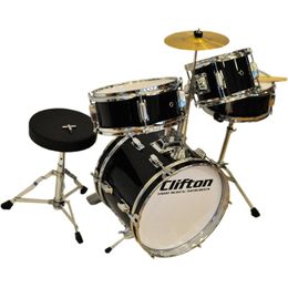 Clifton Kinderschlagzeug Junior Akustik Drum Set, 11-St., schwarz|silberfarben
