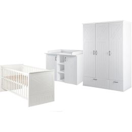 Roba® Babyzimmer-Komplettset, (Set, 3-St., Kinderbett, Schrank, Wickelkommode), mit Kinderbett, Schrank und Wickelkommode, weiß