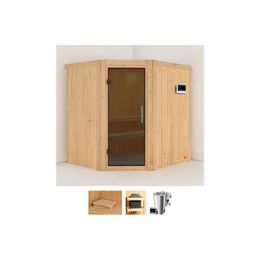 Karibu Sauna Laila, BxTxH: 196 x 170 x 198 cm, 68 mm, (Set) 3,6-kW-Bio-Plug & Play Ofen mit externer Steuerung, beige