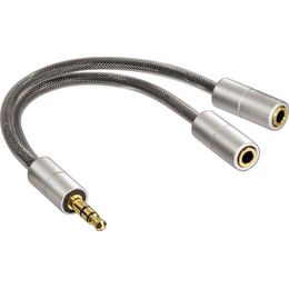 Hama Klinkenstecker Klinkenkabel Kopfhörer Adapter (15 cm) 3,5 mm Audio-Kabel, 3,5-mm-Klinke, 3,5-mm-Klinke (10 cm), silberfarben