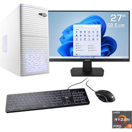 CSL Sprint V28127 Gaming-PC-Komplettsystem (27", AMD Ryzen 5 4650G, AMD Radeon Grafik, 16 GB RAM, 1000 GB SSD), weiß