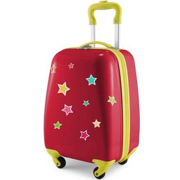 Hauptstadtkoffer Kinderkoffer For Kids, Sterne, 4 Rollen, mit wasserbeständigen, reflektierenden Sterne-Stickern, rot