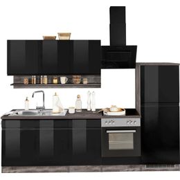 Kochstation Küche KS-Virginia, Breite 270 cm, wahlweise mit E-Geräten, schwarz