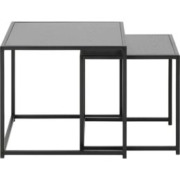 ACTONA GROUP Beistelltisch (Set, 2-St), Metallrahmen, Industrie-Look und quadratischer Form, Satz von 2 Stück, schwarz