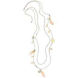 Lascana Lange Kette, mit Kunstfedern, mehrreihige Halskette, Kettenset, Halsschmuck, goldfarben|rosa