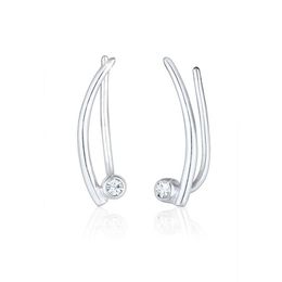 Elli Paar Ohrstecker Ear Climber Kristalle Trend 925 Silber, silberfarben