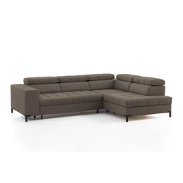 exxpo - sofa fashion Ecksofa Bocco, Wahlweise mit Bettfunktion und Bettkasten, 5 verstellbare Kopfstützen, braun