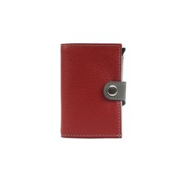 MARGELISCH Mini Geldbörse noonyu single leather, Kreditkartenbörse aus Upcycling Leder, rot