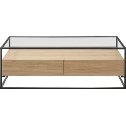 MCA furniture Couchtisch Evora, mit Glas und 2 Schubladen mit Push to open, braun