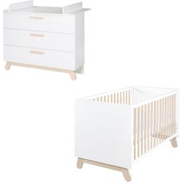 Roba® Babymöbel-Set Clara, Weiß, (Spar-Set, 2-St., Kinderbett, Wickelkommode), mit Kinderbett & Wickelkommode; Made in Europe, weiß