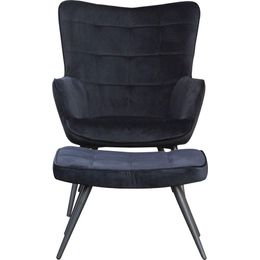 ByLiving Sessel Uta (1-St), wahlweise mit oder ohne Hocker, in Cord, Samt oder Webstoff, schwarz