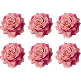 Kunstblume Rose mit Clip Rose, Creativ green, Höhe 8,5 cm, im 6er Set, rosa