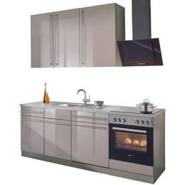 Wiho-Küchen wiho Küchen Küchenzeile Chicago, mit E-Geräten, Breite 220 cm, braun|grau