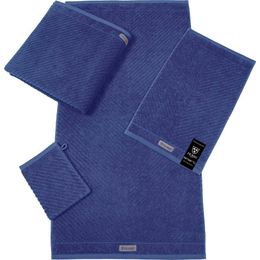 Ross Waschhandschuh Smart (6-tlg), Uni-Rippe mit Velourslabel, blau