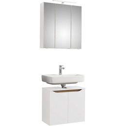 Saphir Badmöbel-Set Quickset 2-teilig, Waschbeckenunterschrank mit LED-Spiegelschrank, (2-St), Waschplatz 65 cm breit, inkl. Türdämpfer, 5 Türen, ohne Waschbecken, weiß