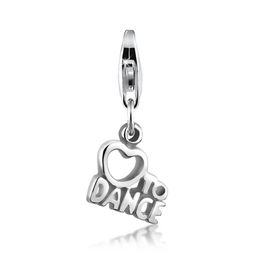 NENALINA Charm-Einhänger "Love to Dance" Wording Herz 925 Silber, silberfarben