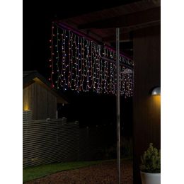 Konstsmide LED-Lichtervorhang, 400-flammig, LED Lichtervorhang, mit bunten Globes, 400 bunte Dioden, weiß