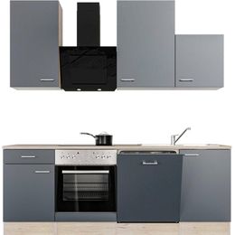 Flex-Well Küche Morena, mit E-Geräten, Breite 220 cm, in vielen Farbvarianten erhältlich, grau