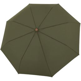 Doppler® Taschenregenschirm nature Mini, deep olive, aus recyceltem Material mit Griff aus FSC®- schützt Wald - weltweit, grün