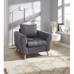Home Affaire Sessel Penelope Luxus, mit besonders hochwertiger Polsterung für bis zu 140 kg pro Sitzfläche, grau