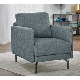 Hülsta Sofa hülsta sofa Sessel hs.450, Armlehne sehr schmal, Breite 70 cm, Alugussfuß Umbragrau, blau|grau