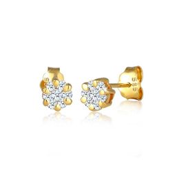 Elli DIAMONDS Paar Ohrstecker Blume Diamant (0.24 ct) 585 Gelbgold, goldfarben