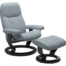 stressless® Relaxsessel Consul (Set, Relaxsessel mit Hocker), mit Hocker, mit Classic Base, Größe L, Gestell Schwarz, blau