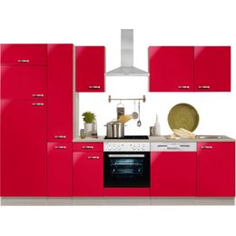 Optifit Küchenzeile Faro, mit E-Geräten, Breite 300 cm, rot