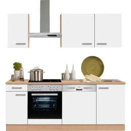 Optifit Küchenzeile Odense, Breite 210 cm, mit 28 mm starker Arbeitsplatte, mit Besteckeinsatz, weiß