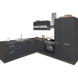 Kochstation Küche KS-Luhe, Stellbreite 240x270 cm, wahlweise mit oder ohne E-Geräten, MDF-Fronten, grau