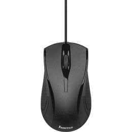 Hama Computermaus mit Kabel für Rechtshänder und Linkshänder, PC Maus Maus (kabelgebunden, Farbe Schwarz, 3 Tasten, Optische Office Maus), schwarz