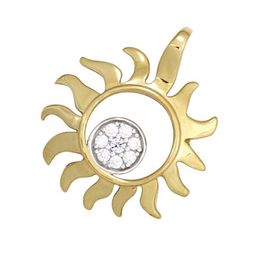Jobo Sonnenanhänger Anhänger Sonne, 585 Gold bicolor mit 8 Diamanten, gelb|goldfarben