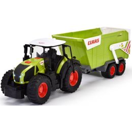 DICKIE TOYS Spielzeug-Traktor CLAAS mit Anhänger, mit Licht und Sound, grün